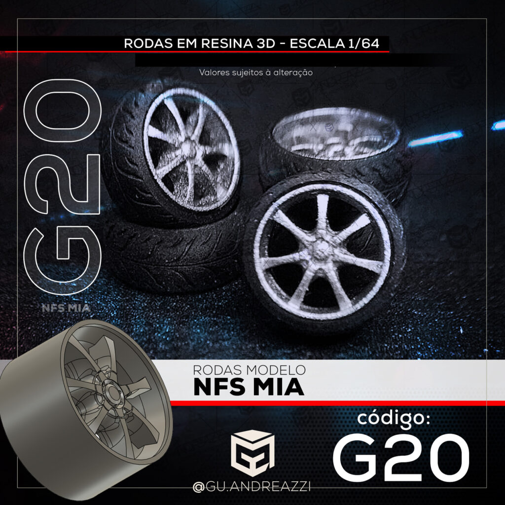 G20 - NFS Mia - Rodas 3D para 1/64 - Andreazzi Custom Works