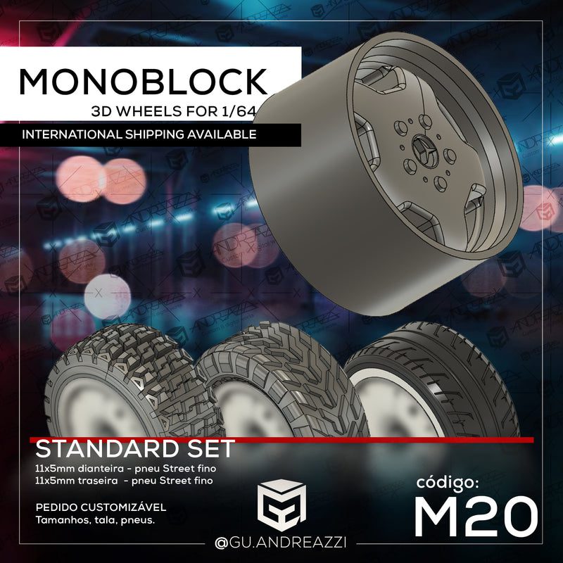 M20 - Monoblock - Rodas 3D para 1/64 - Andreazzi Custom Works