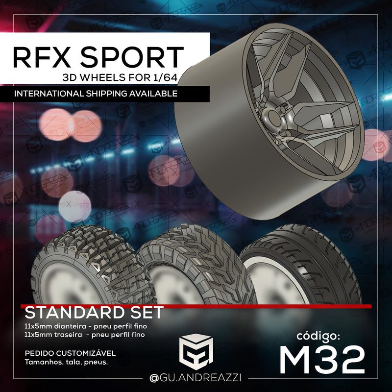 M32 - RFX Sport - Rodas 3D para 1/64 - Andreazzi Custom Works