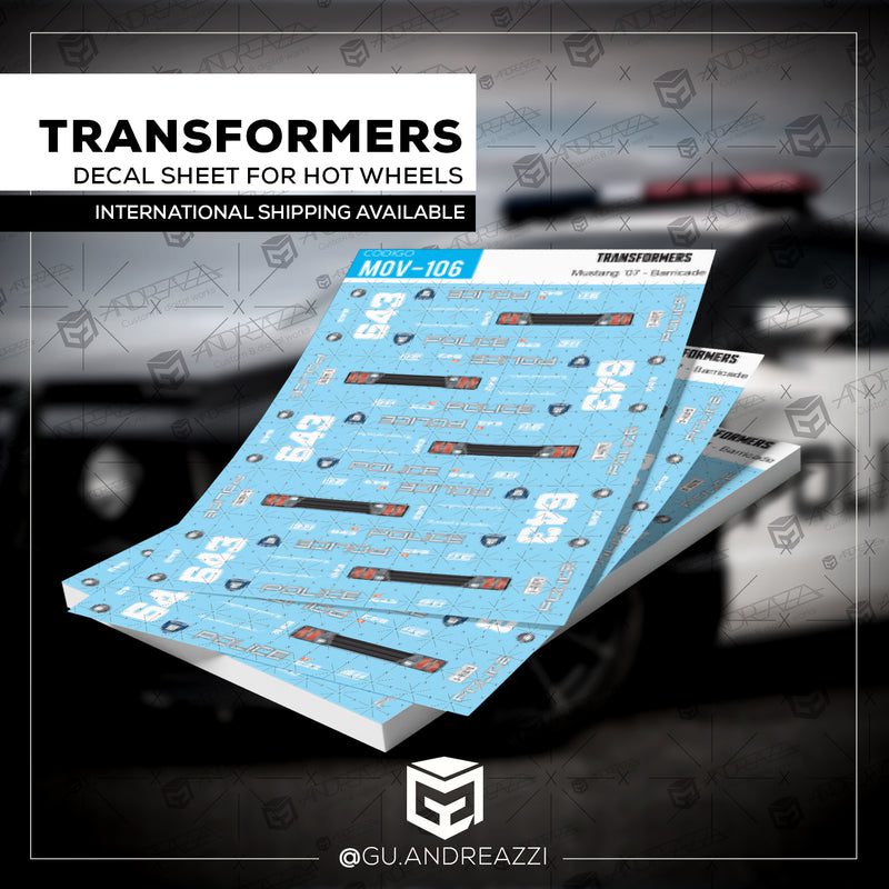 MOV106 - Transformers Barricade - Decal 1/64 - Andreazzi Custom Works